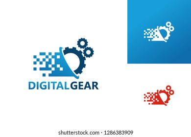Pixel Digital Gear Logo Template Design Stock Vector (Royalty Free ...