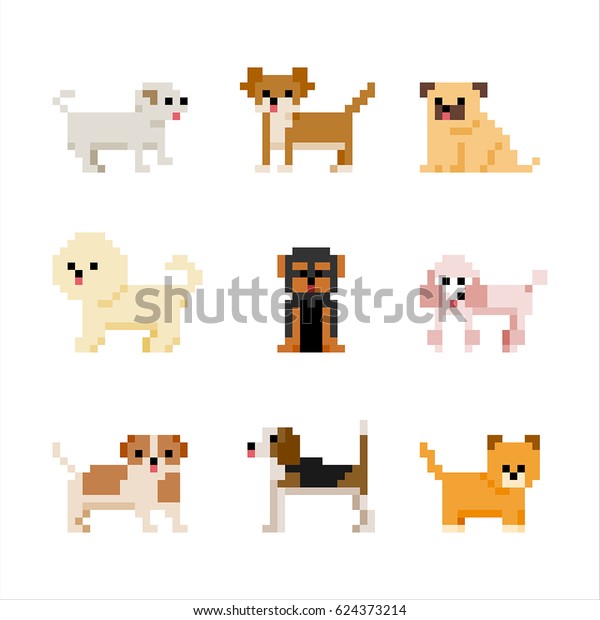 Pixel Dog Character Vector Illustration Flat Stock Vector (Royalty Free ...