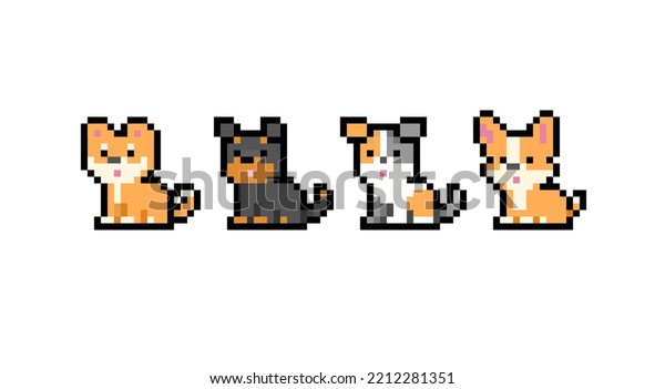 Pixel Dogs Puppy Vector Collection Pixel Stock Vector (Royalty Free ...