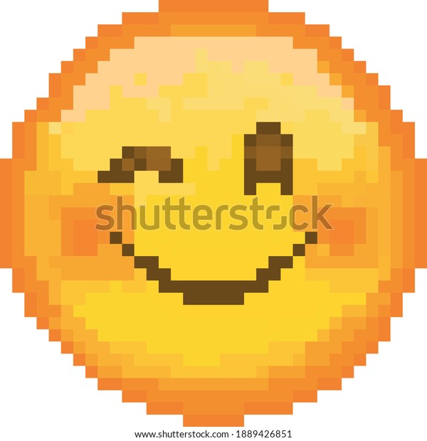 Pixel Emoji Emoticon Vector Smiling Face Stock Vector (Royalty Free ...