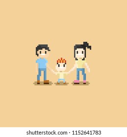Pixel Family8bit Character Stock Vector (Royalty Free) 1152641783 ...
