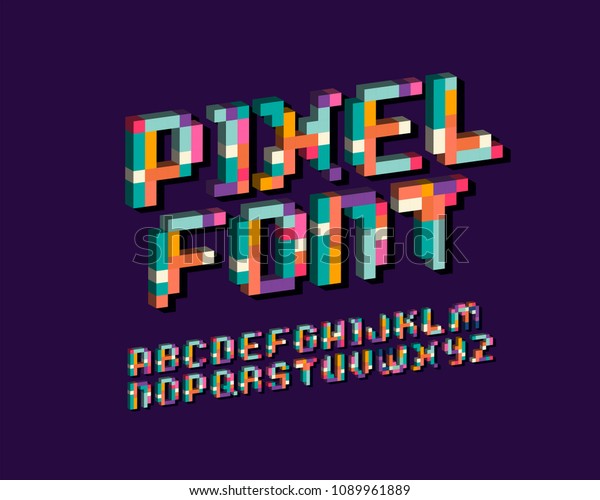 Pixel Font 16bit Font 3d Italic Stock Vector (Royalty Free) 1089961889
