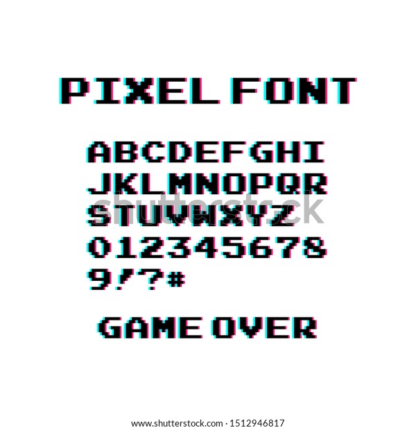 Pixel Font 8bit 39 Symbols Text Stock Vector (Royalty Free) 1512946817 ...