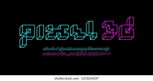 Pixel Font Alphabet Made Line 3d Stock Vector (Royalty Free) 2153254197 ...