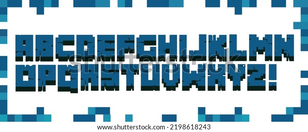 Pixel Font Letters Alphabet Blue Stock Vector (Royalty Free) 2198618243 ...