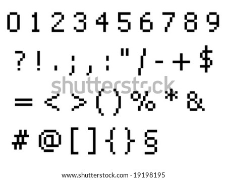 Pixel Font Number Symbol Characters Stock Vector (Royalty Free ...