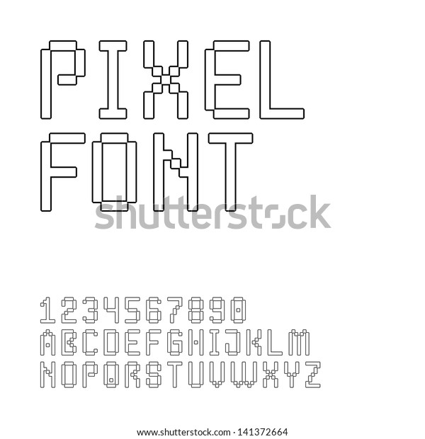Pixel Font Set Letters Digits Vector Stock Vector (Royalty Free ...