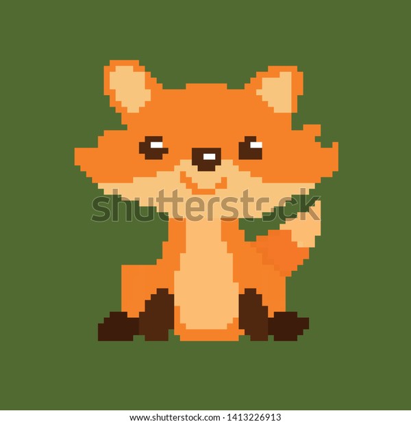 Pixel Fox Figure Animal Vector: vector de stock (libre de regalías ...