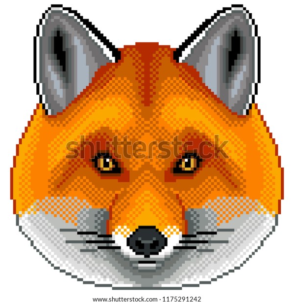 Pixel Fox Portrait Detailed Isolated Vector: เวกเตอร์สต็อก (ปลอดค่า ...