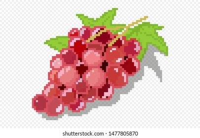 Pixel Fresh Red Grape Leaves Isolated Stock Vector (Royalty Free ...