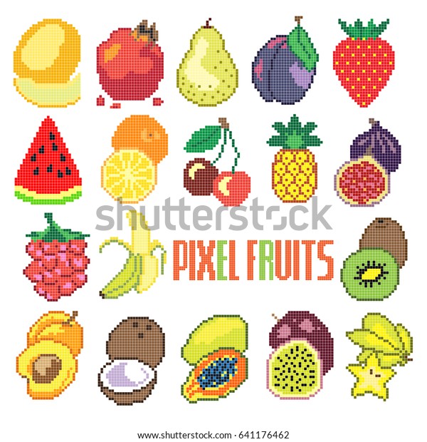 Pixel Fruits Set Vector Illustration Stock Vector (Royalty Free ...