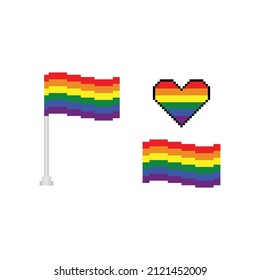 Pixel Gay Vector Flag Lgbt Rainbow Stock Vector (Royalty Free) 2121452009