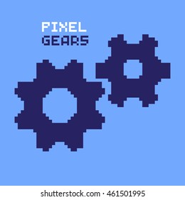 Pixel Gears Cogwheels Pixelated Illustration Stock Stock Vector ...