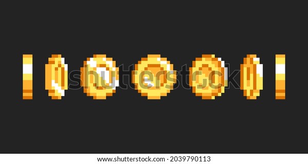 Pixel Gold Coin Animation 16 Bit Stock Vector (Royalty Free) 2039790113 ...