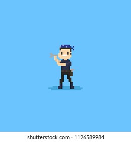 Pixel Happy Boy Thumbs Up8bit Character: เวกเตอร์สต็อก (ปลอดค่า ...