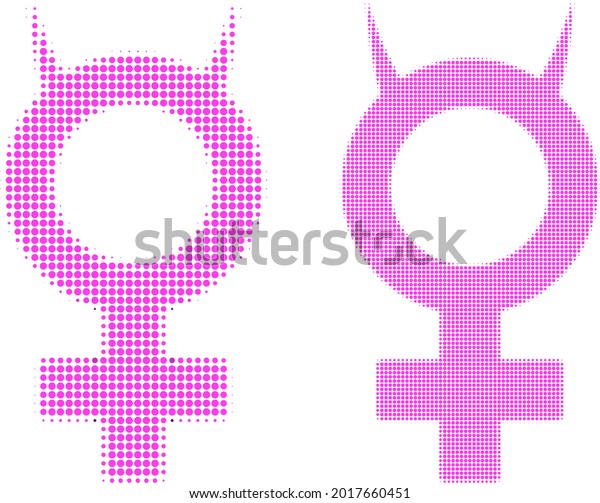 Pixel Halftone Devil Female Symbol Icon Stock Vector (Royalty Free ...
