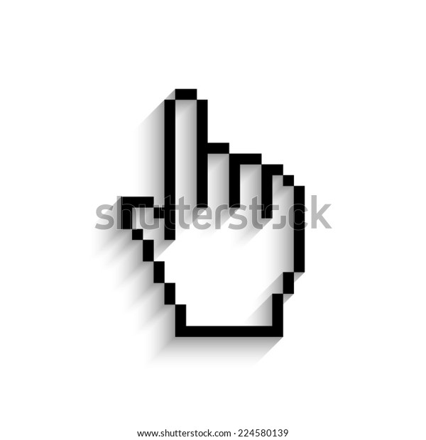Pixel Hand Black Vector Icon Shadow Stock Vector (Royalty Free ...