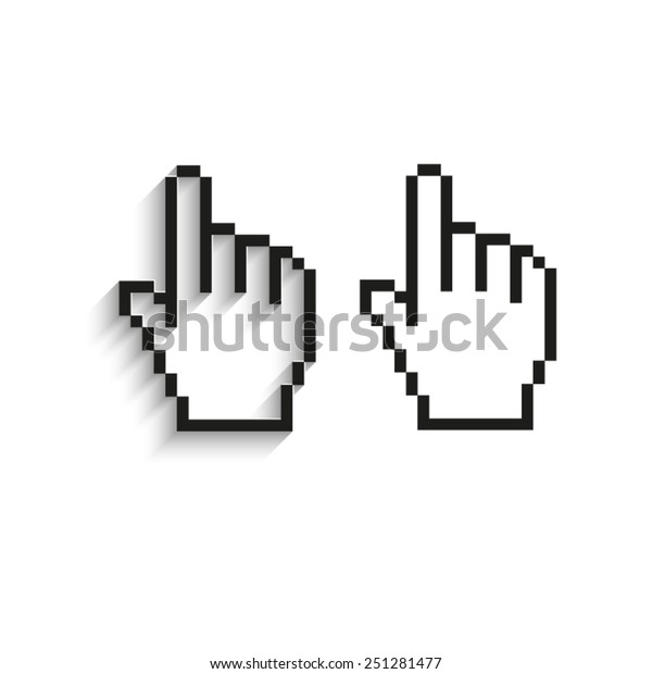 Pixel Hand Black Vector Icons Stock Vector (Royalty Free) 251281477 ...