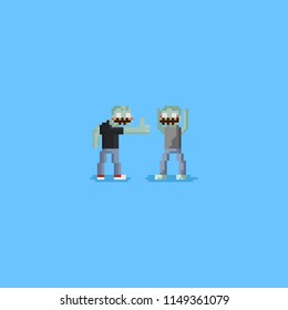 Pixel Happy Zombie 8bit Character Halloween Stock Vector (Royalty Free ...