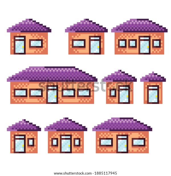 Pixel Houses Game Icons Vector Set Stock Vector (Royalty Free ...