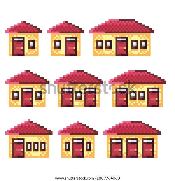Pixel Houses Game Icons Vector Set Stock Vector (Royalty Free ...