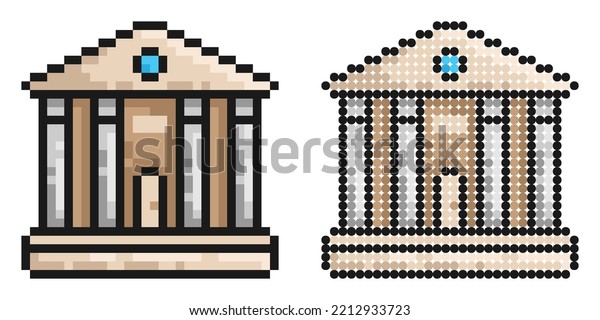 Pixel Icon Facade University Building Exterior Stock Vector (Royalty ...