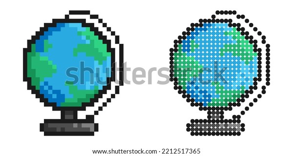 Pixel Icon Planet Earth Model Globe Stock Vector (Royalty Free ...