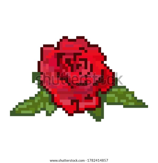 Pixel Illustration Red Rose Stock Vector (Royalty Free) 1782414857 ...