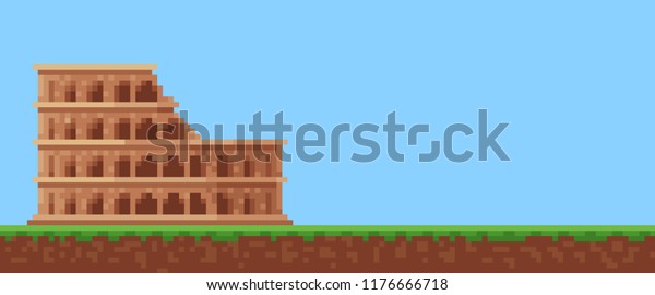 Pixel Imaging Coliseum Style 8 Bit Stock Vector (Royalty Free ...