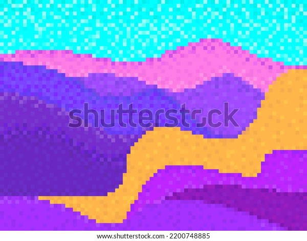 Pixel Landscape Hills Mountains Retro 8bit Stock Vector (Royalty Free ...