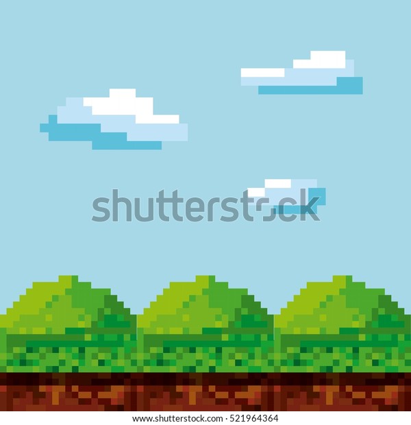 Pixel Landscape Video Game Interface Design Stock Vector (Royalty Free ...