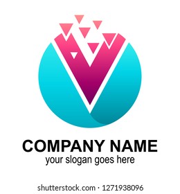 Pixel Letter V Logo Circle Shape: Stock-Vektorgrafik (Lizenzfrei ...