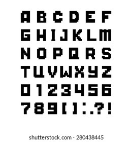 Pixel English Alphabet Numbers Pixel Font: เวกเตอร์สต็อก (ปลอดค่า ...