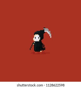 Vektor Stok Pixel Little Death Angle8bit Character (Tanpa Royalti ...