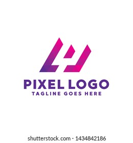 Pixel Logo Technology Design Colorful Style Stock Vector (Royalty Free ...