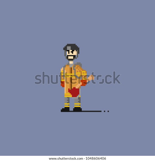 Pixel Look Firefighter Character8bit Art Vecto Stock Vector (Royalty ...
