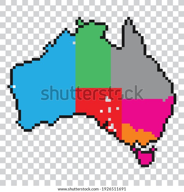 pixel map of the continent of Australia which consists of several parts ...