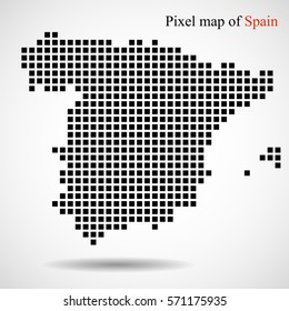 Pixel Map Spain Stock Vector (Royalty Free) 571175935 | Shutterstock