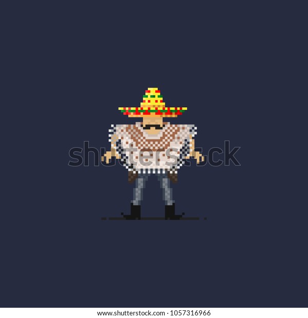 Pixel Maxican Gunman8 Bit Art Vector Stock Vector (Royalty Free ...
