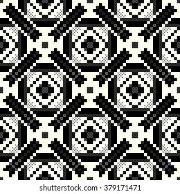 Pixel Monochrome Beautiful Seamless Pattern Vector Stock Vector ...