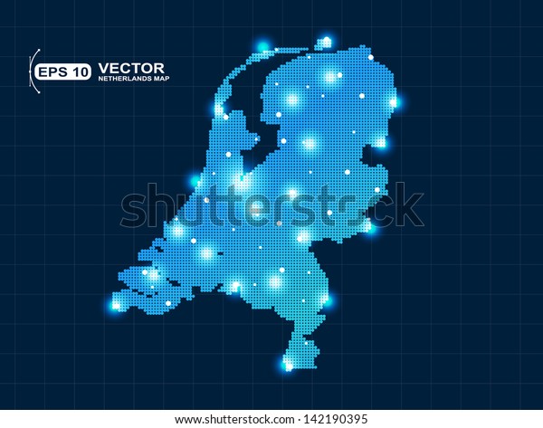 Pixel Netherlands Map Spot Lights Stock Vector (Royalty Free) 142190395 ...