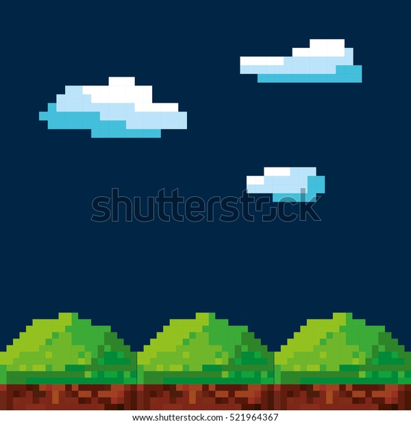 Pixel Night Landscape Video Game Interface Stock Vector (Royalty Free ...