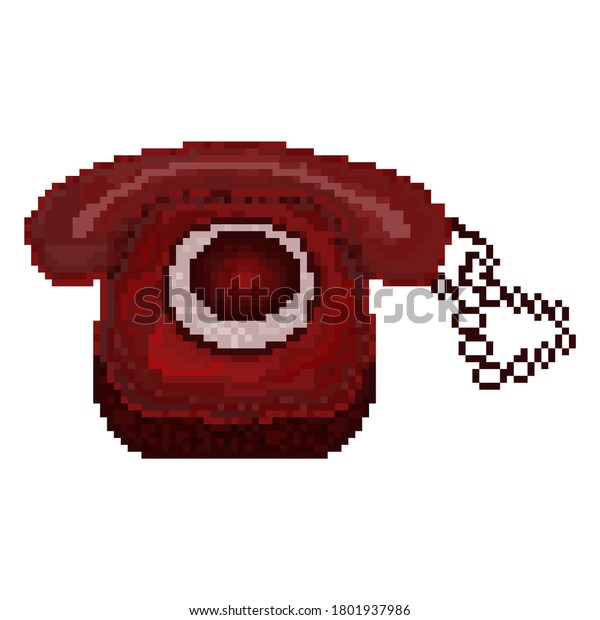 Pixel Phone Red Old Telephone Has Stock Vector (Royalty Free ...