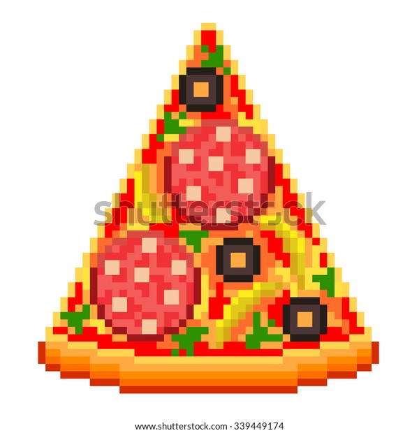 Pixel Pizza Slice High Detailed Isolated Stock Vector (Royalty Free ...