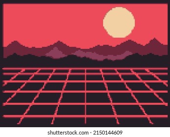 Pixel Retro Background Pixel Art Style Stock Vector (Royalty Free ...