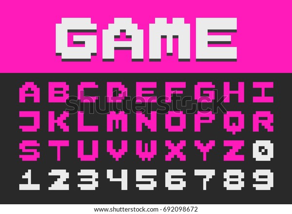 Pixel retro font Video computer game design 8 bit letters and numbers ... Pixel retro font Video computer game design 8 bit letters and numbers ...