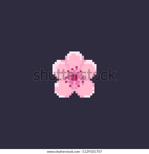 Pixel sakura icon.8bit japan symbol.