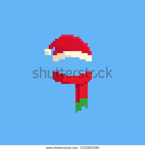 Pixel Santa Hat Red Scarfchristmas8bit Stock Vector (Royalty Free ...