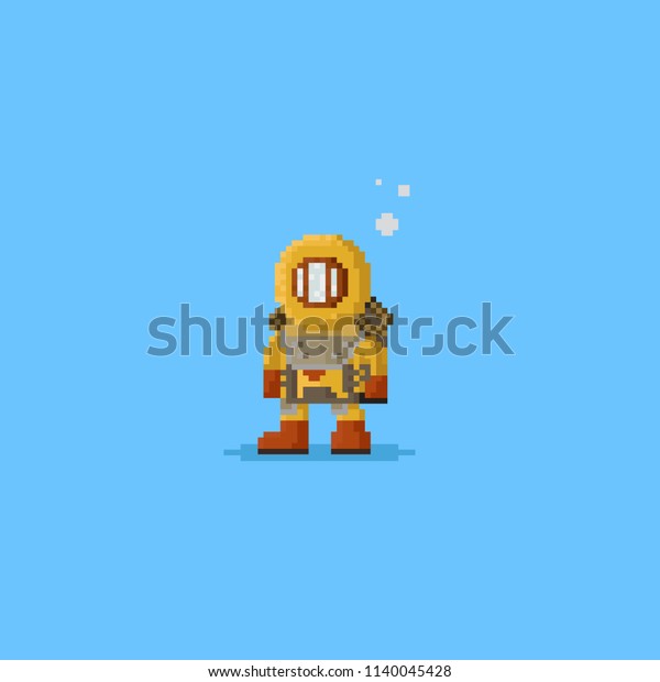Pixel Scuba Suit Diver Yellow Suit8bitmini Stock Vector (Royalty Free ...