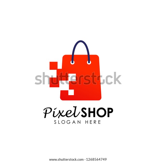 Pixel Shop Logo Design Template Shopping Stock Vector (Royalty Free ...